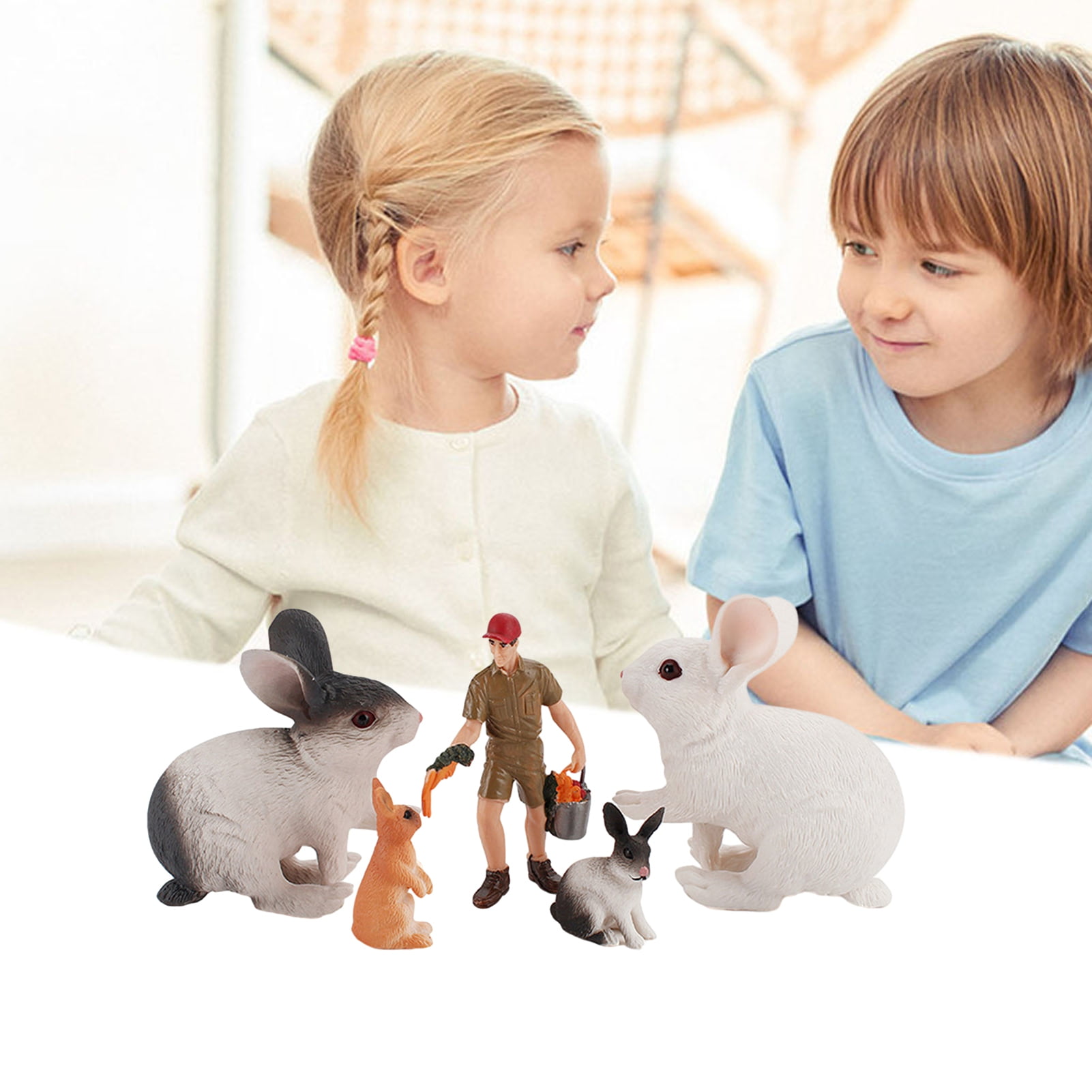 NUZYZ Realistic Rabbit Ornament PVC Simulated Bunny Model Toy Kids ...