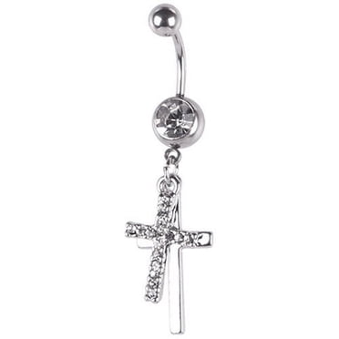 Ayyufe Surgical Steel Cross Dangle Navel Button Bar Belly Ring Piercing ...