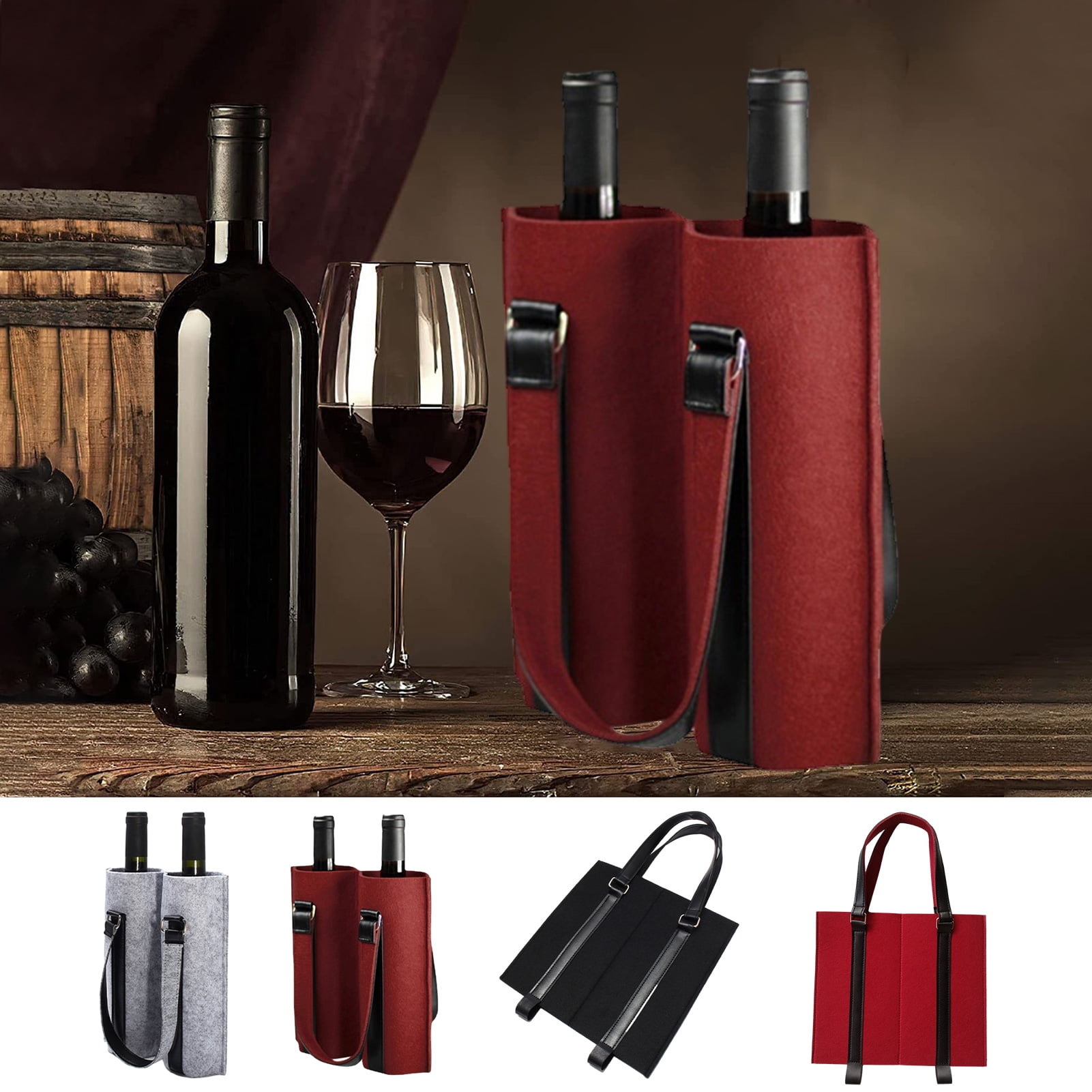 NUZYZ Wine Carrier Tote Bag with Handle Fall Prevention Champagne Beer ...