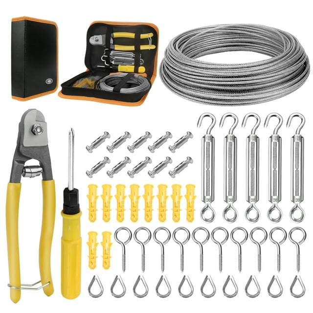 NVAAV 98ft Stainless Steel Wire Rope Kit with M5 Turnbuckles for Lights ...