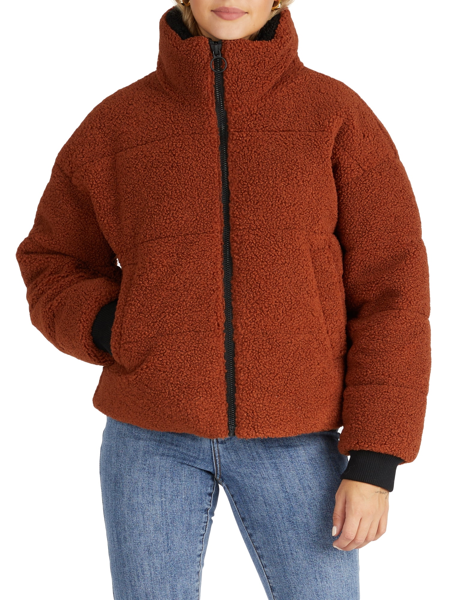 NVLT Women's Berber Puffer Jacket - Walmart.com