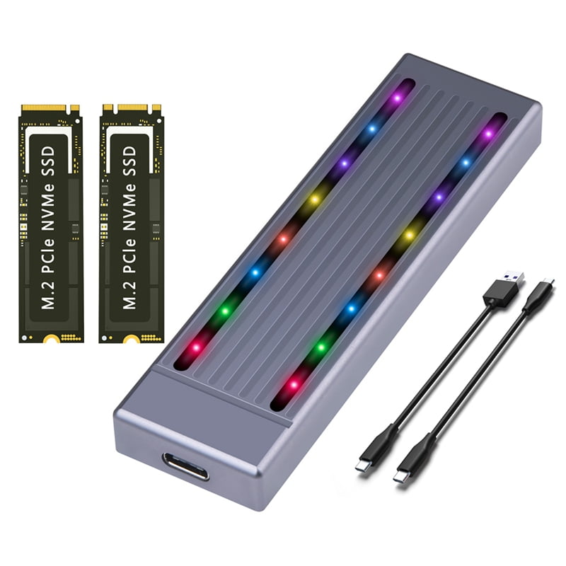 NVMe Hard Drive Enclosure SSD Cool RGB Light Hard Drive Enclosure C ...