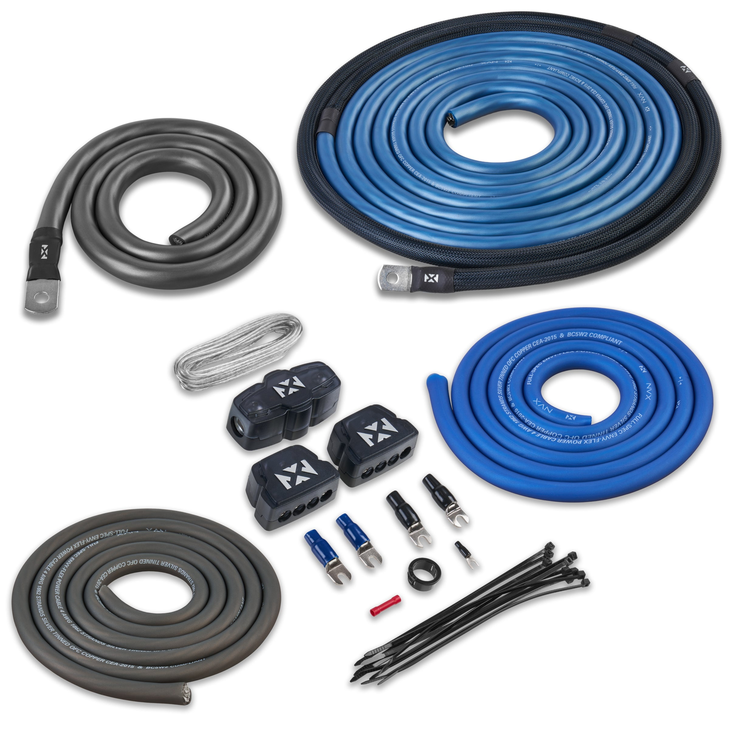 NVX XAPK1D Power Wiring Kit Full Spec 1/0 Gauge for Amplifiers up to ...