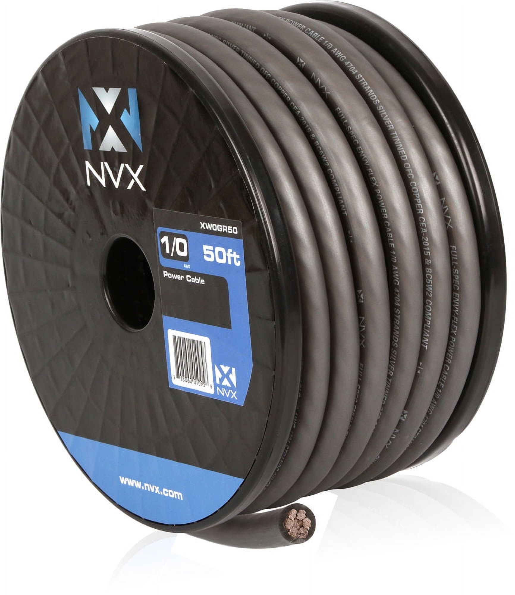 NVX XW0GR50 50 ft. Roll of 1/0-Gauge Metallic Gray EnvyFlex True Spec ...