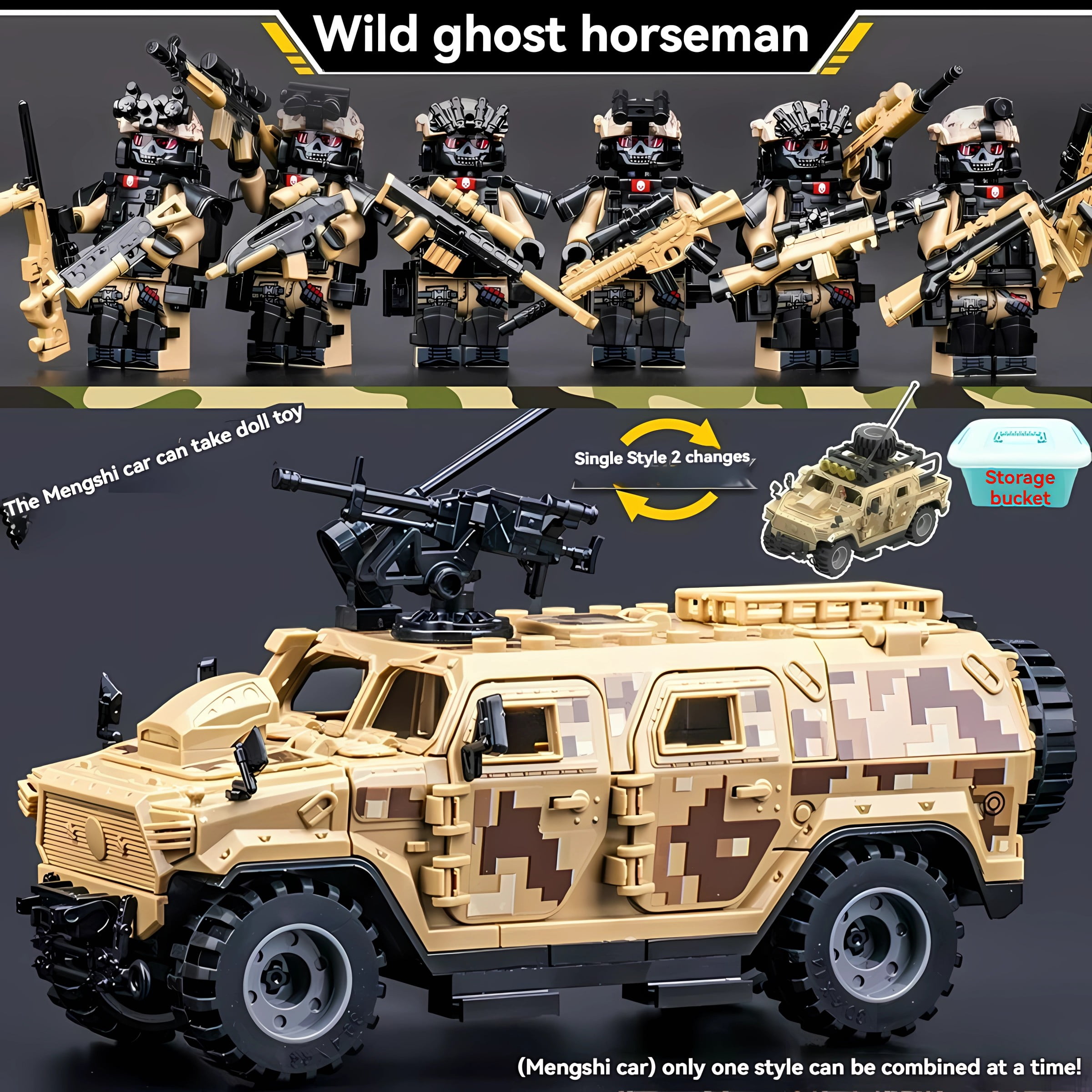 NWJ Building Block Set - Ghost Soldier, Desert Warrior with ...