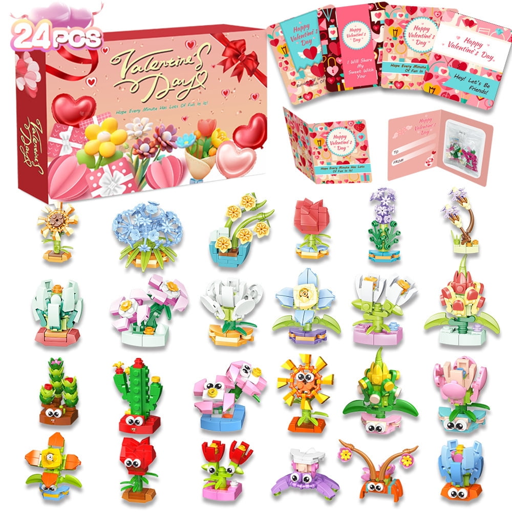 NWJ Building Blocks Toy Set - 24PCS Valentines Flower, Ocean & Land ...