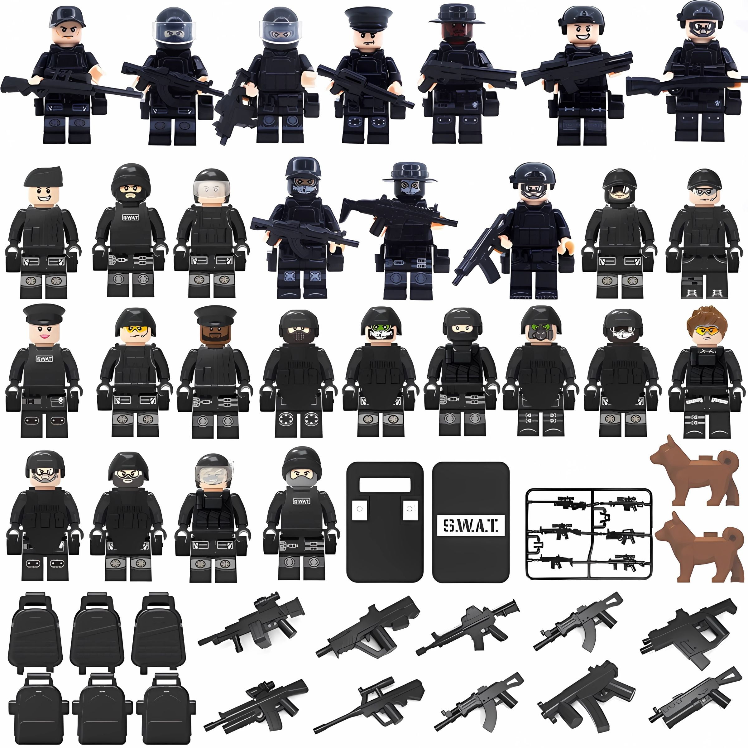 NWJ Building Blocks Toy Soldier and Police Building Block Set, Multiple ...