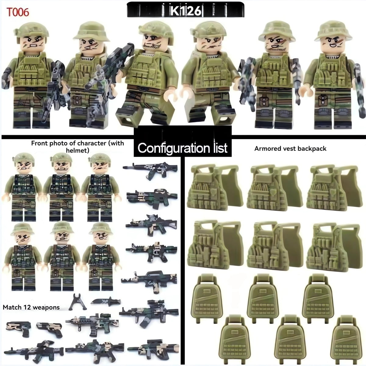 NWJ Children's Building Block Soldier Ghost Camouflage Special Forces ...