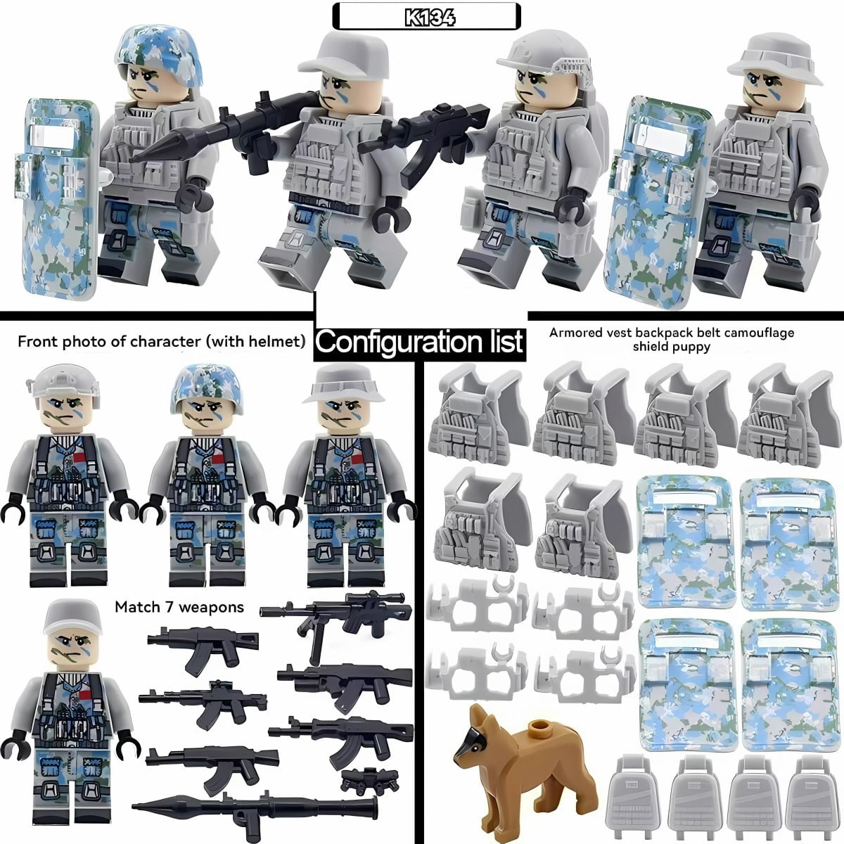 NWJ Children's Building Block Soldier Ghost Camouflage Special Forces ...
