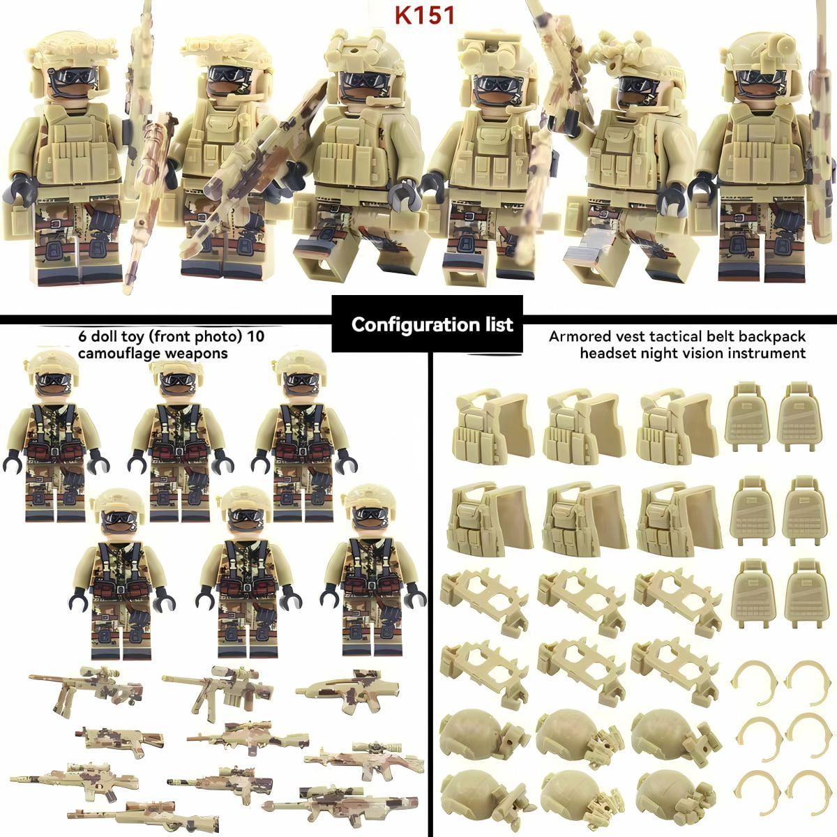 NWJ Children's Building Block Soldier Ghost Camouflage Special Forces ...