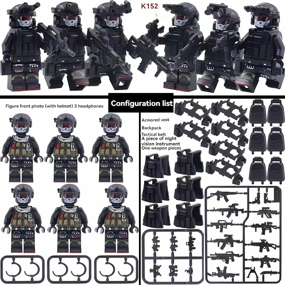 NWJ Children's Building Block Soldier Ghost Camouflage Special Forces ...