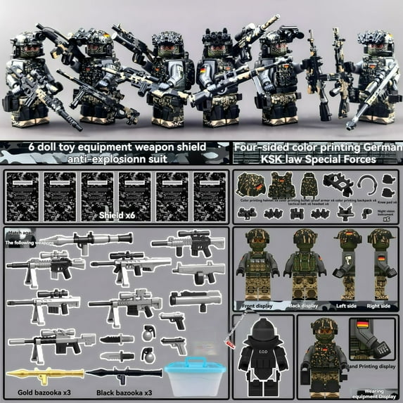 NWJ Military Building Block Set – Combat Troop Minifigures with Armored ...