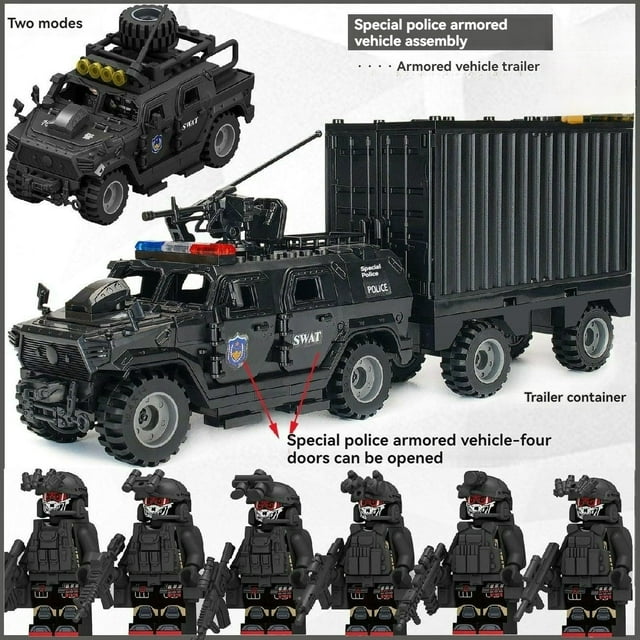 NWJ Military Building Blocks Set – Armored Vehicle & Trailer with ...