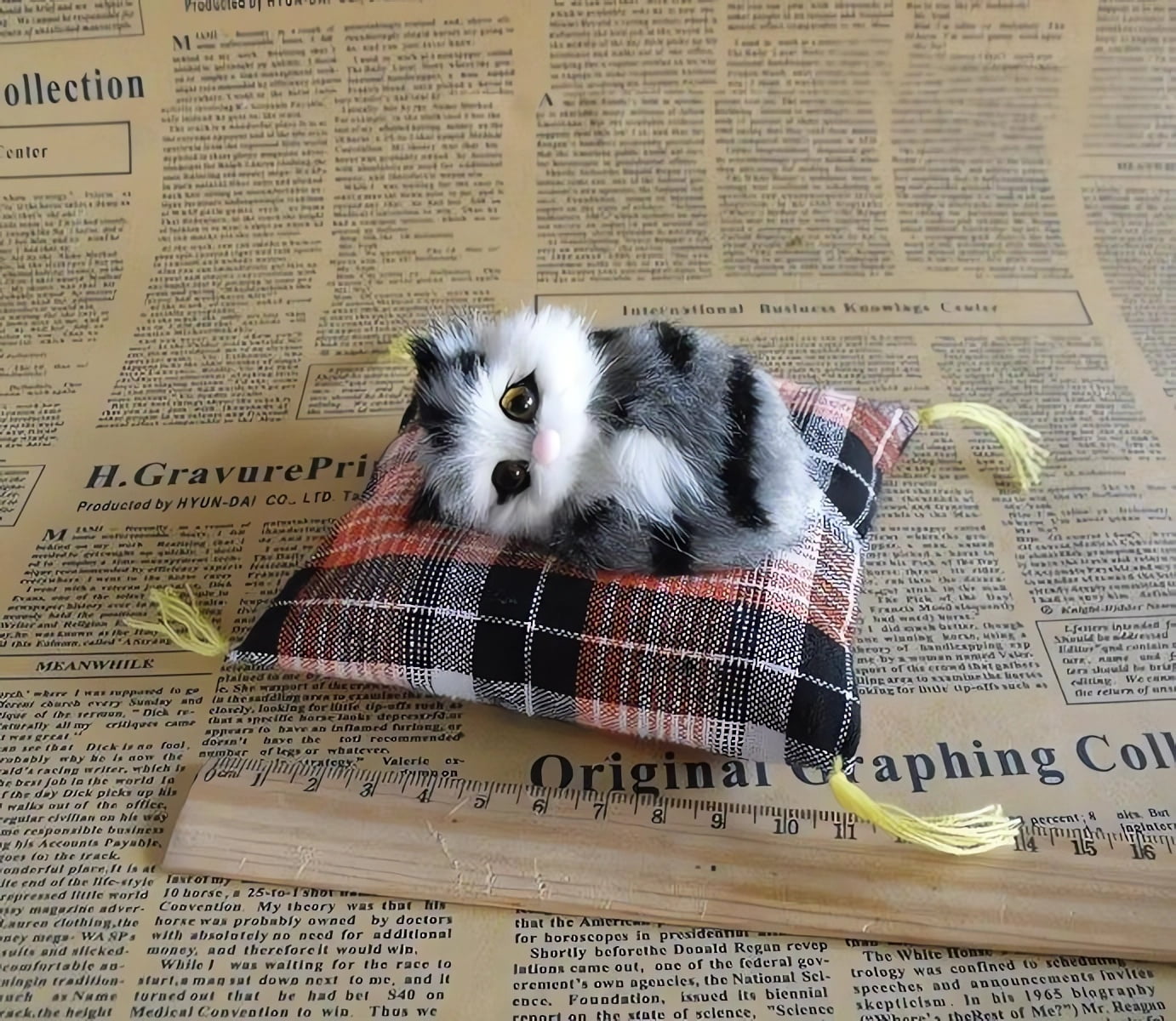 NWJ Realistic Artificial Fur Cat - Adorable Calico, Black, and Sleeping ...