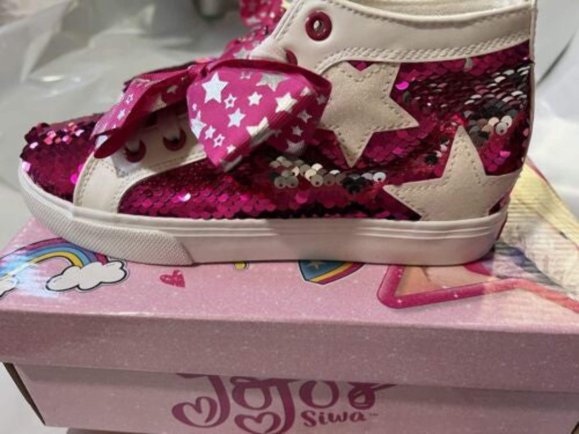 NWOB Nickelodeon Jojo Siwa Pink Sequins High-Top Sneaker Girls SIZE 4 ...