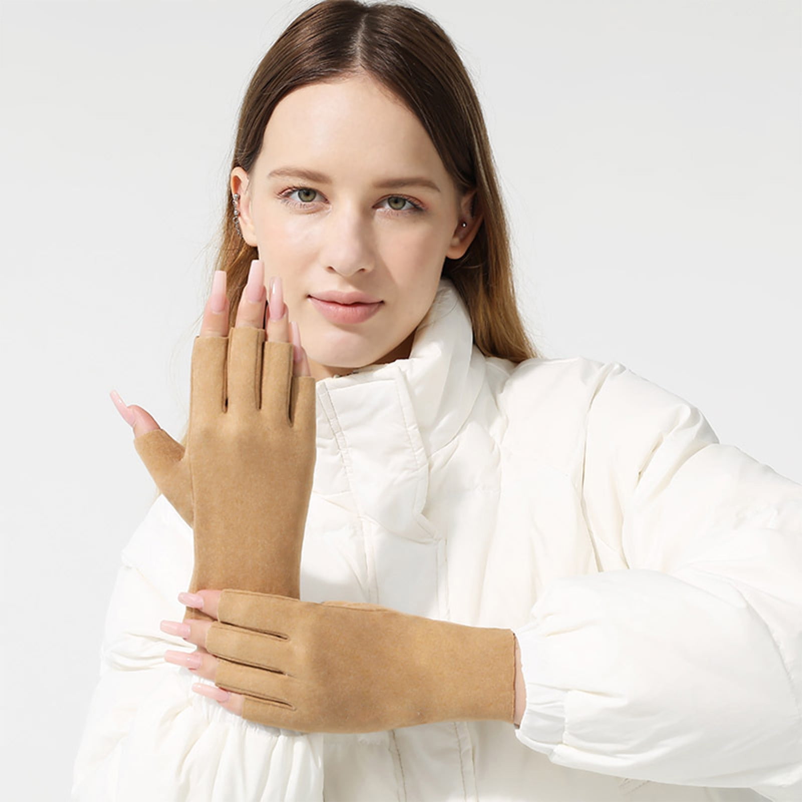 NWOKYZGH 1 Pair Half Finger Gloves Winter Fingerless Gloves for Typing ...