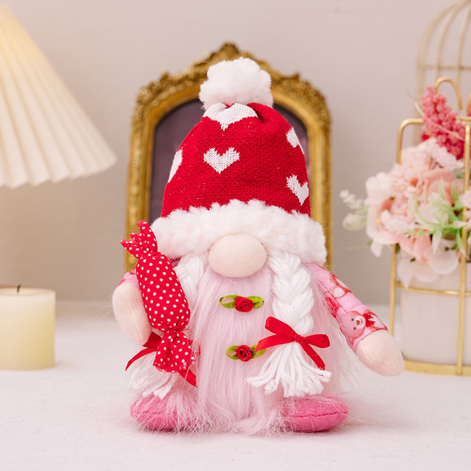 NWOKYZGH 1Pc Love themed LED Figurine Festive Faceless Dolls Ornament ...