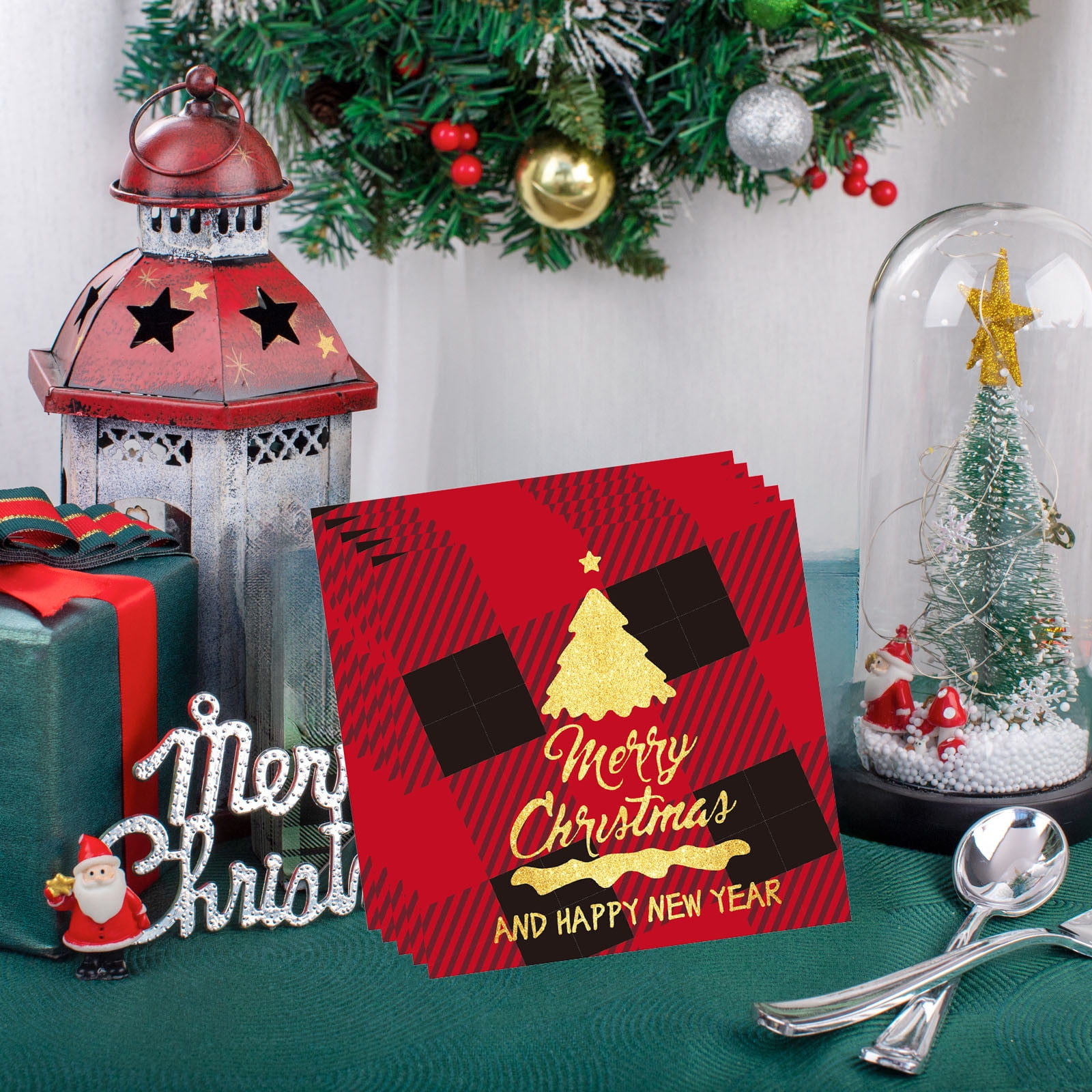 NWOKYZGH 20Pcs Merry Christmas Dinnerware Set - Christmas Tree Paper ...