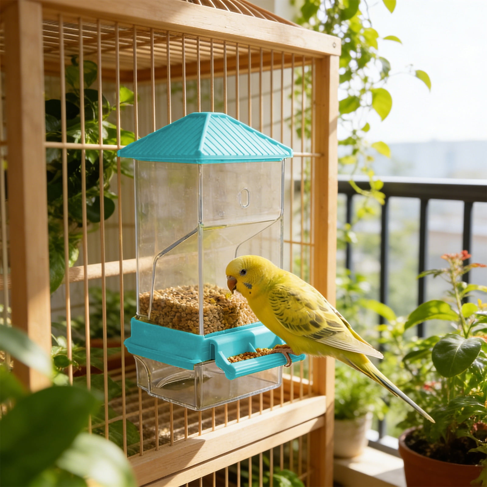 NWOKYZGH Automatic Bird Feeder No Mess Bird Cage Feeder Seed Food ...