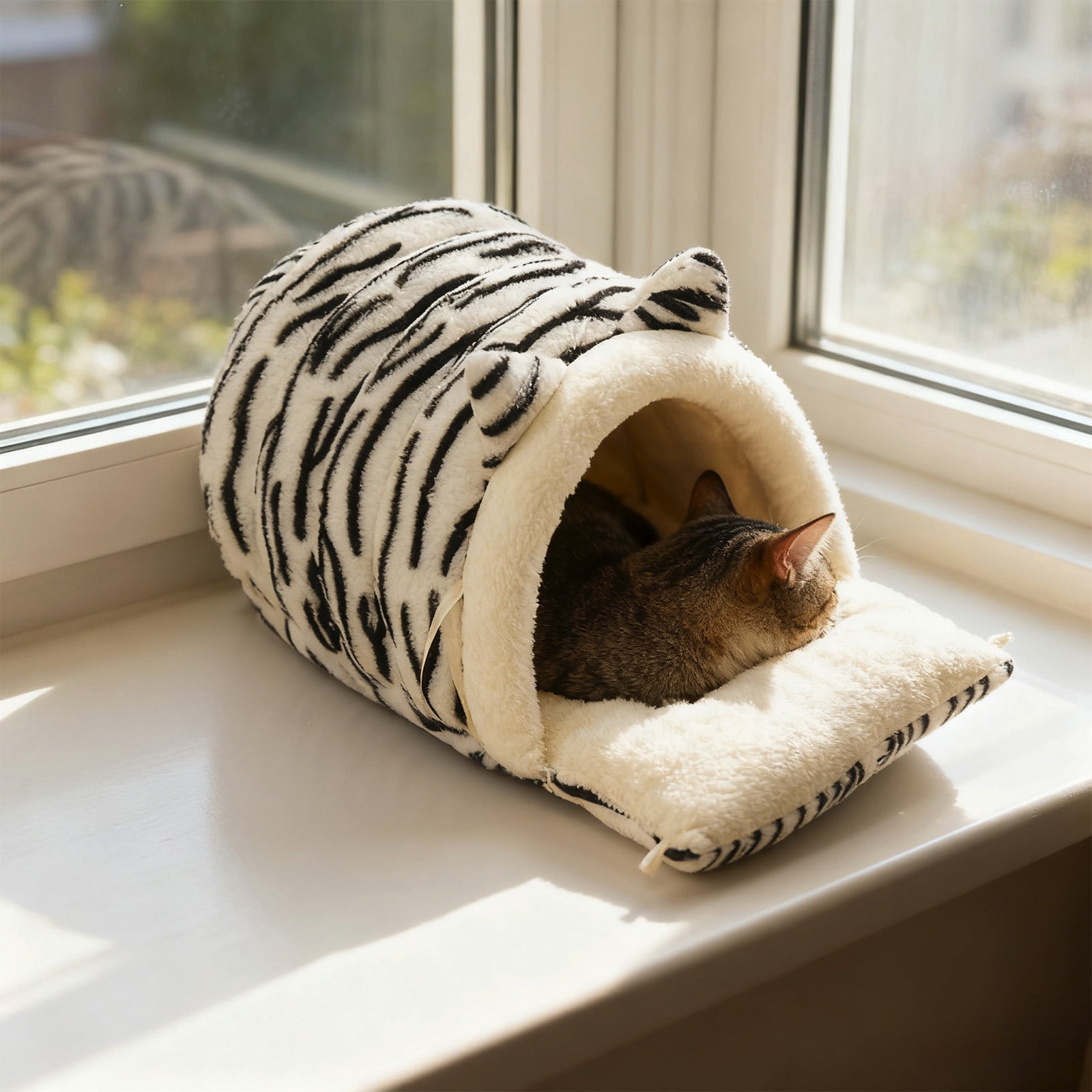 NWOKYZGH Cats Bed Upgrated Warms Bed for Winter Snuggles Season Just Gots Fluffier Calming ...