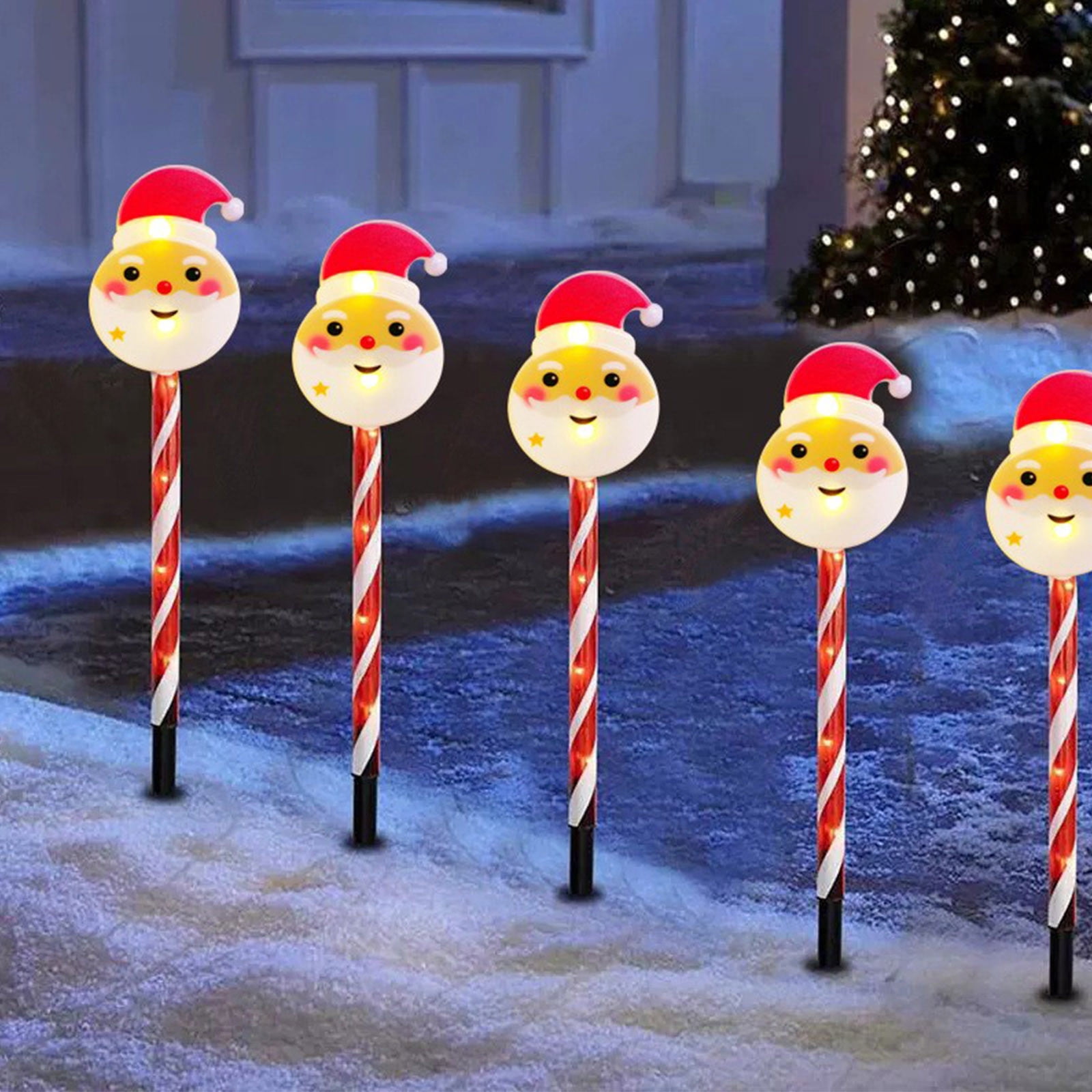 NWOKYZGH Christmas Silhouette Outdoor Pathway Lights Set of 5 Battery ...