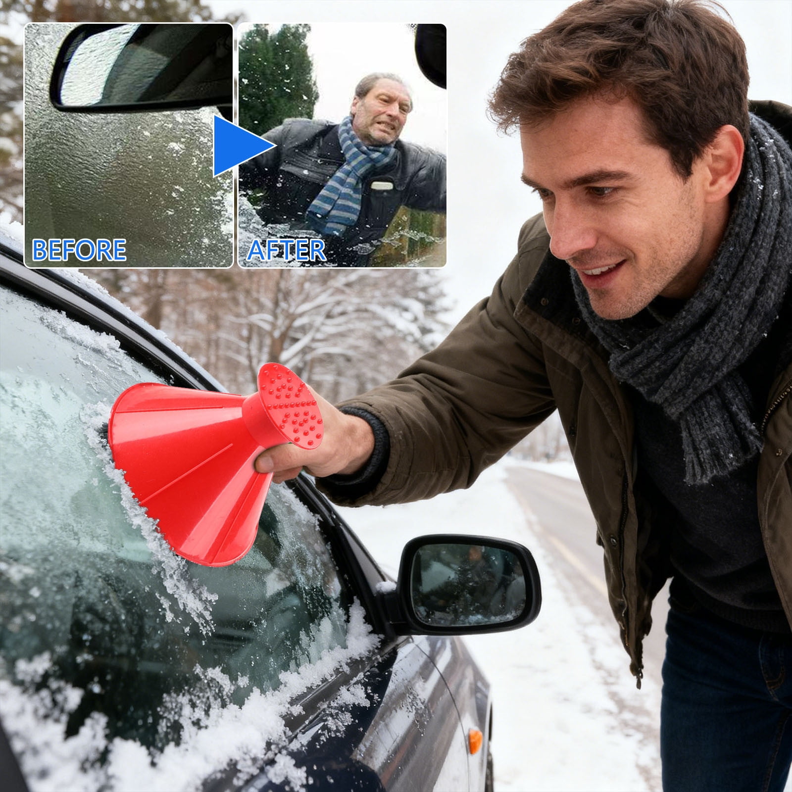 NWOKYZGH Magical Ice Scrapers for Car Windshield - 1 Pack Round Ice ...