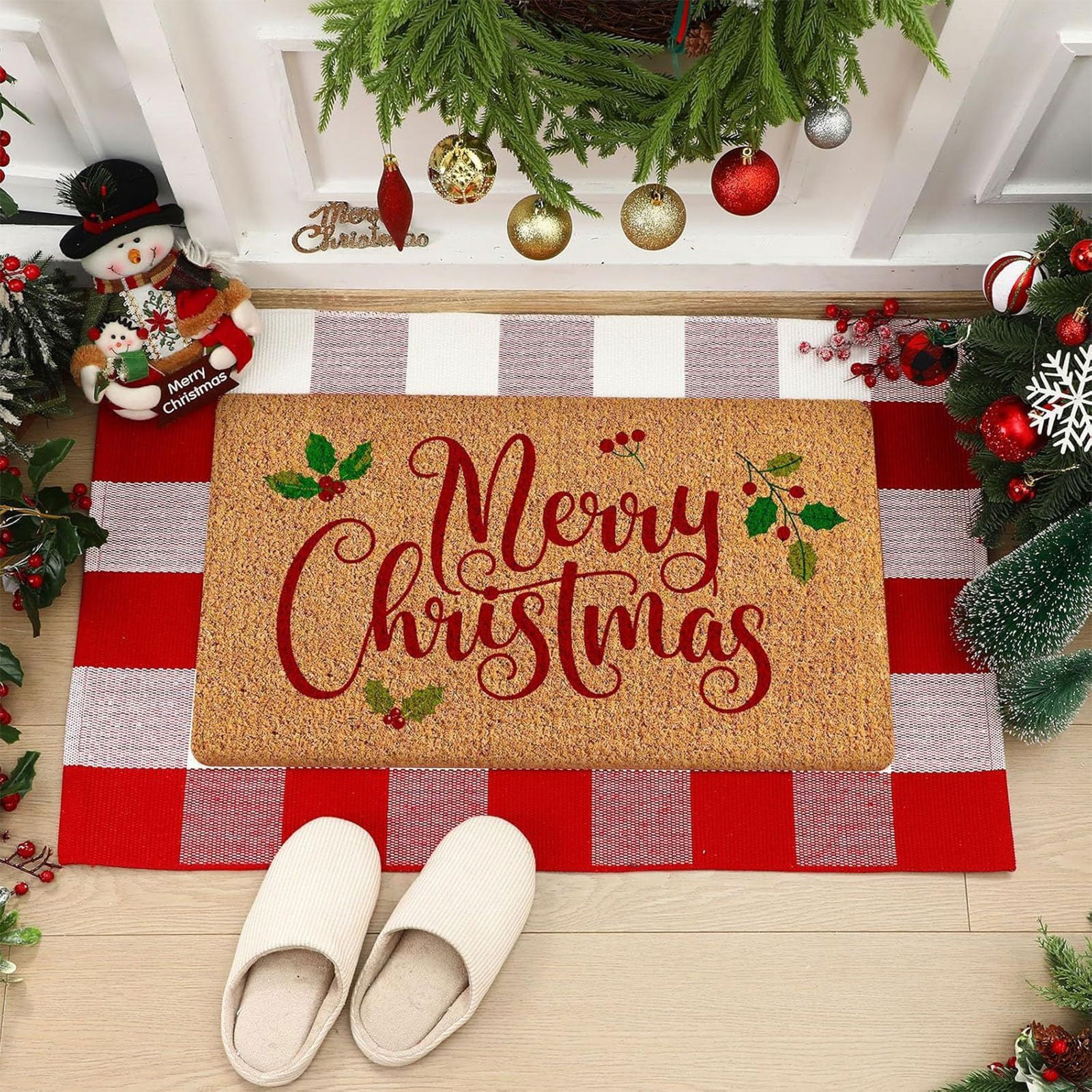 NWOKYZGH Merry Christmas Door Mat Outdoor Welcome Mats, Christmas ...
