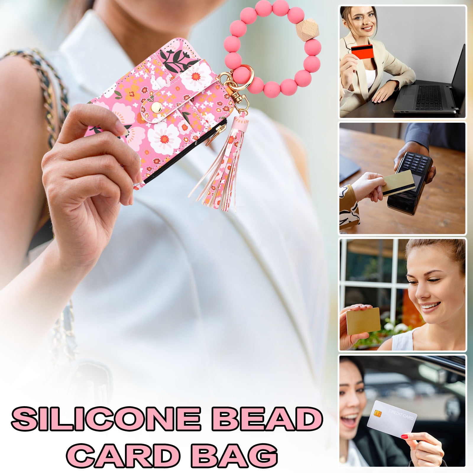 NWOKYZGH Wallet Keychain Wristlet for Women with AirTag Holder - Cute ...