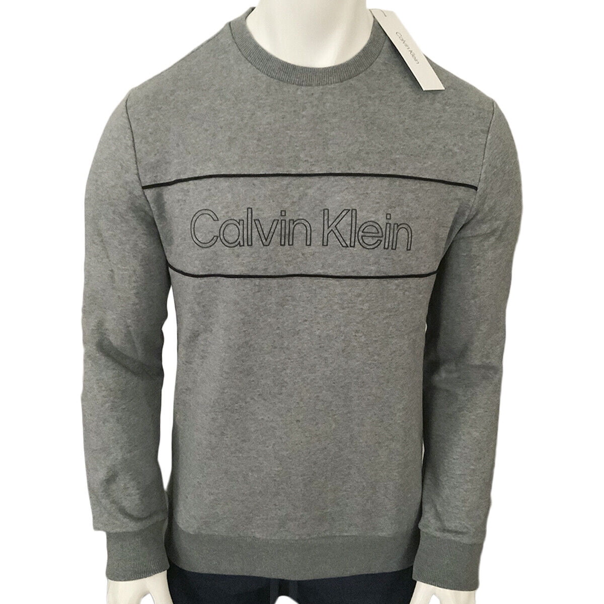NWT Calvin Klein Authentic Men's Gray Crew Neck Long Sleeve Sweatshirt ...