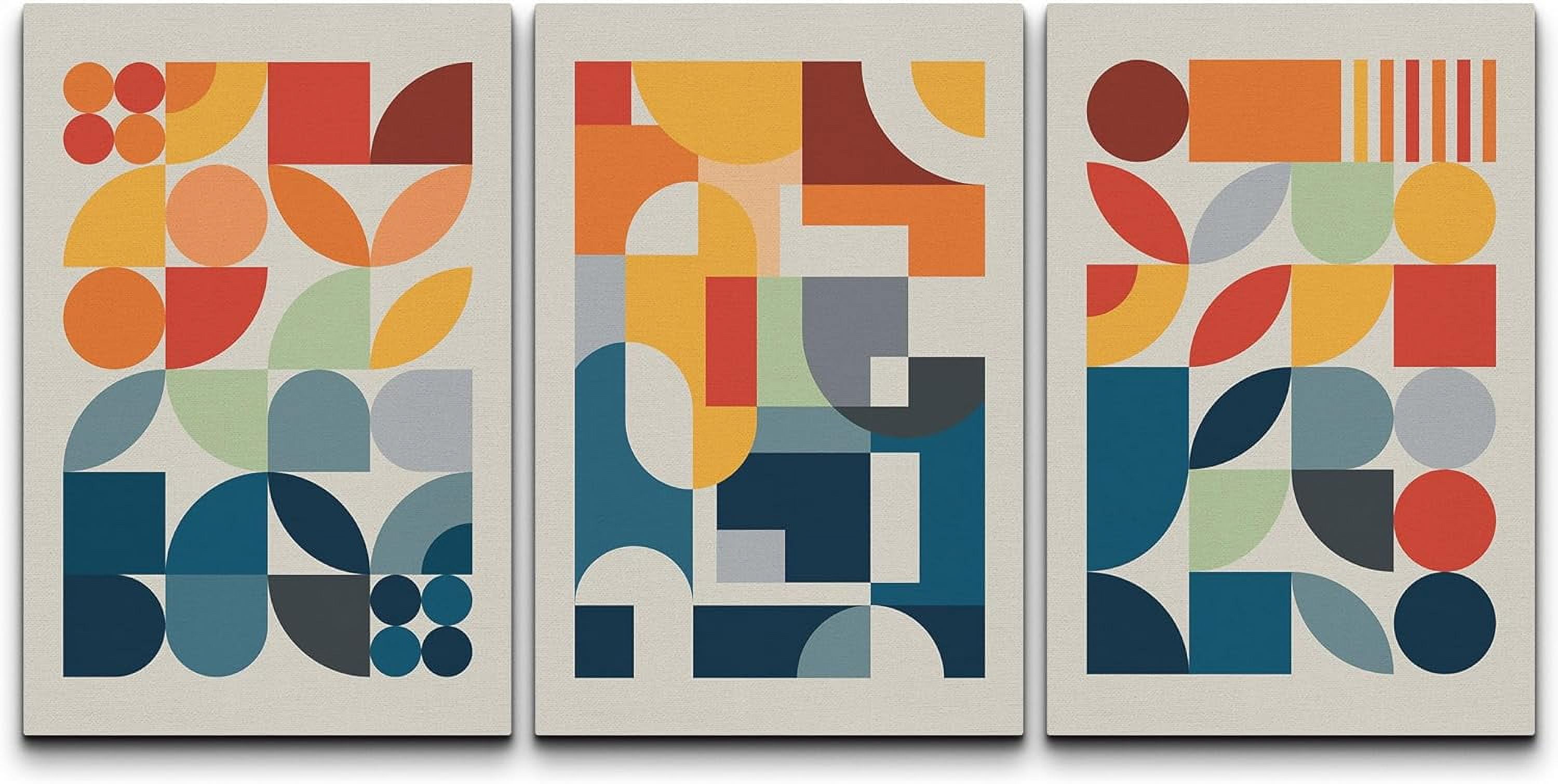 NWT Canvas Print Wall Art Set Mid-Century Modern Colorful Geometric ...