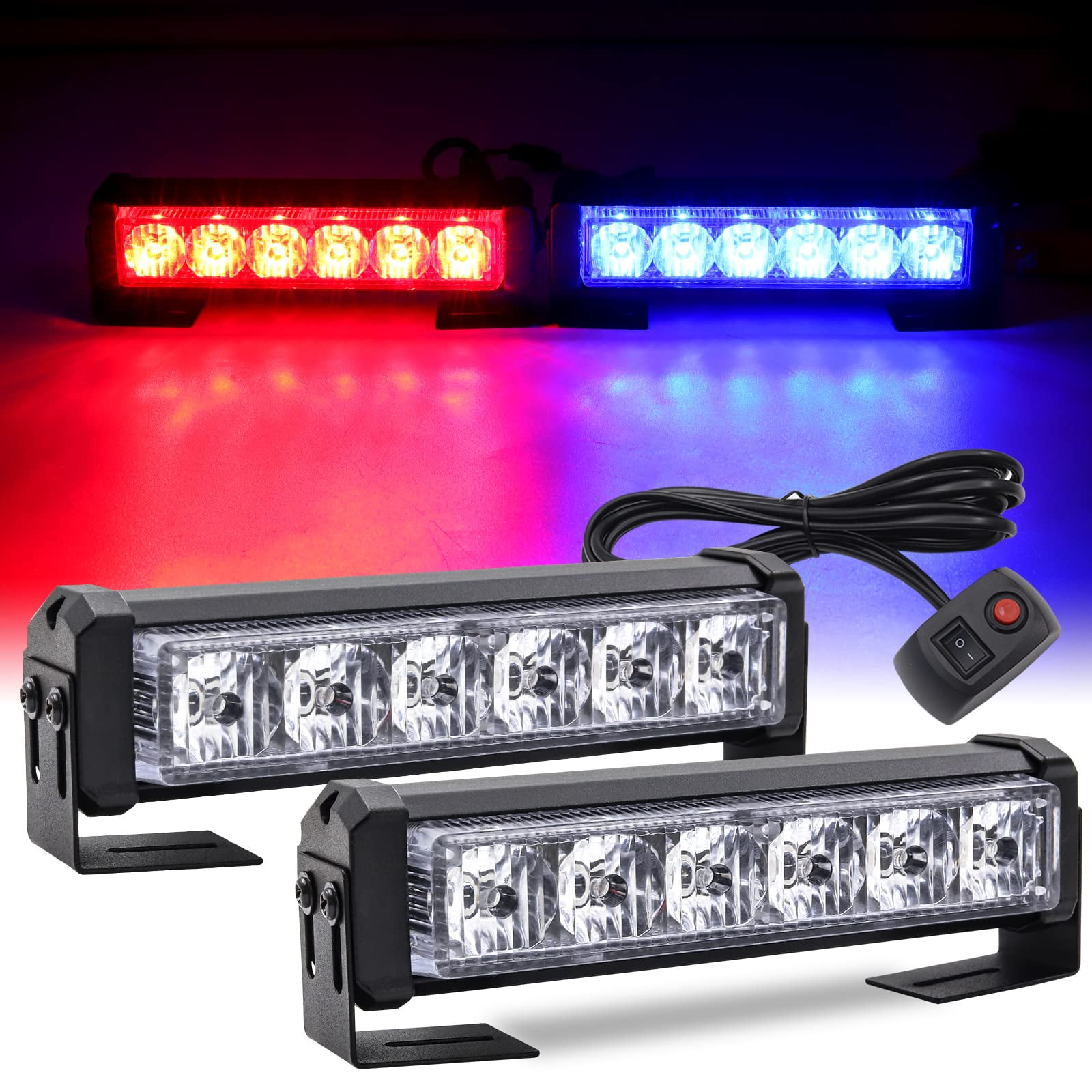 NWpangu 2 in 1 IFF17 12V LED Emergency Warning Dash Strobe Light With Switch Button, Universal ...