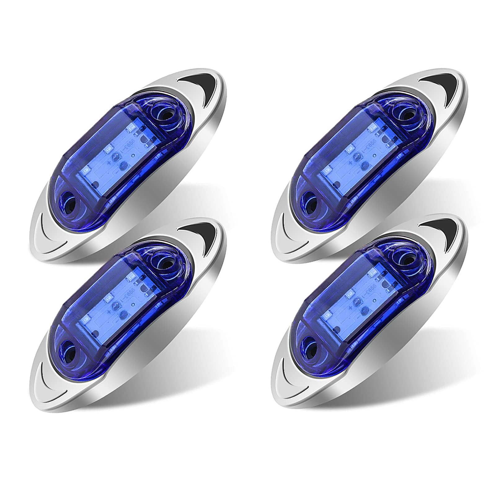 NWpangu 4Pcs LED Side IFF17 Marker Lights, Chrome Bezel Surface Mounted ...