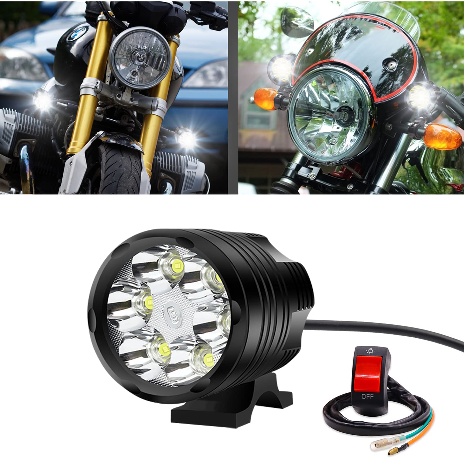NWpangu LED Motorcycle Driving KEF16 Fog Light, 20W Spotlight Auxiliary ...