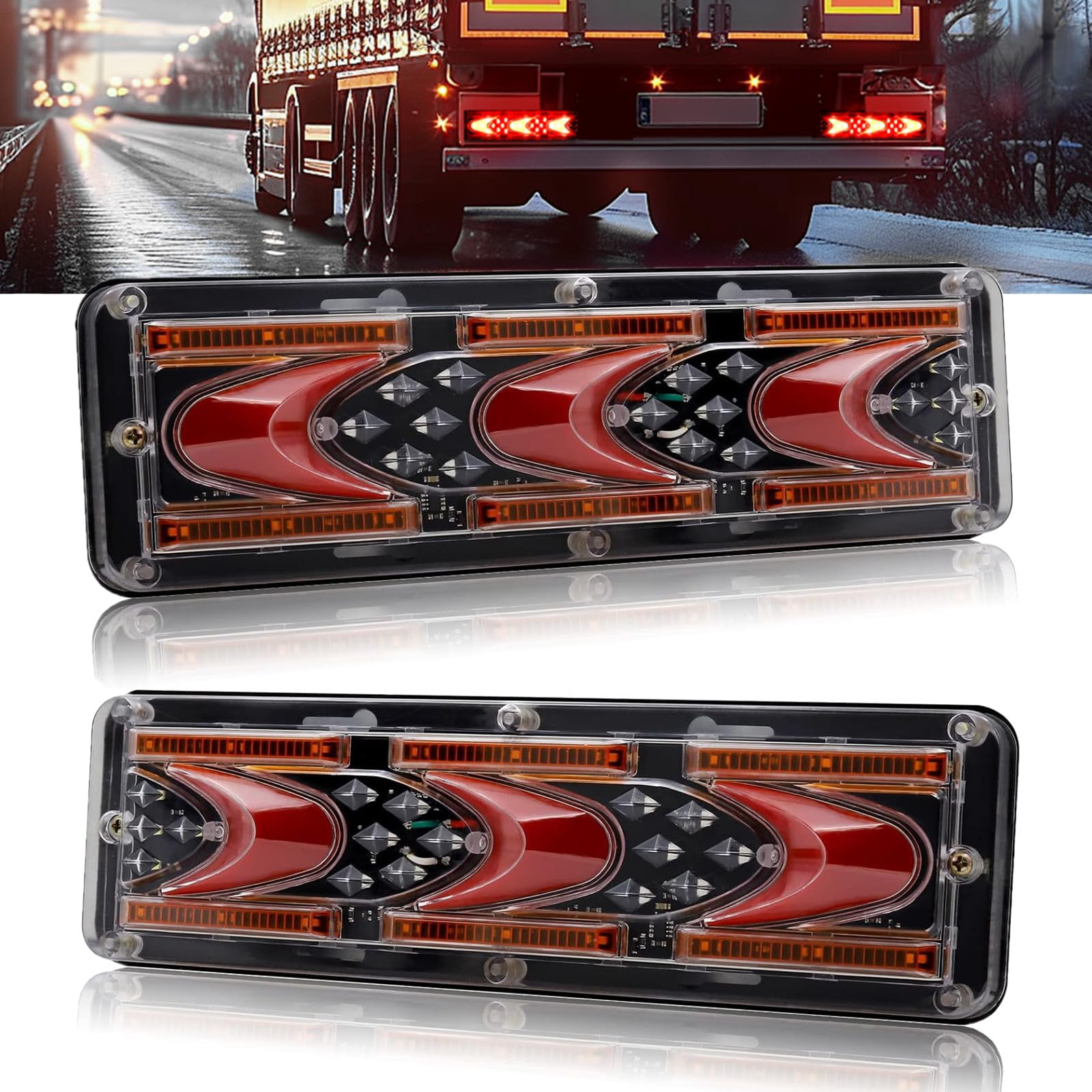 NWpangu LED Trailer Tail MMF7 Lights 12V 24V Truck Rear Brake Turn ...