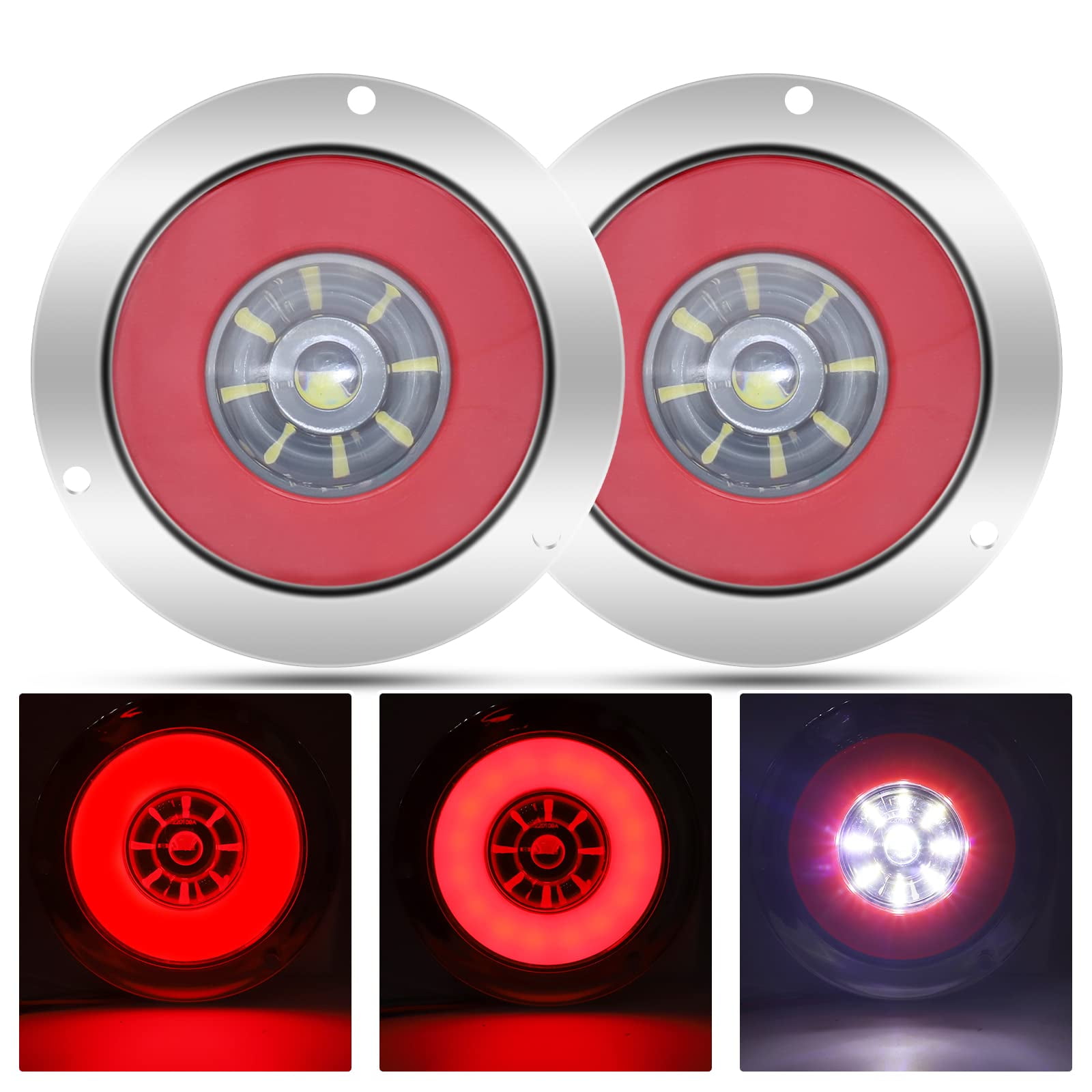 NWpangu LED Truck Tail OIF8 Lights, 24-LED Flush Mount Red/White Bi ...