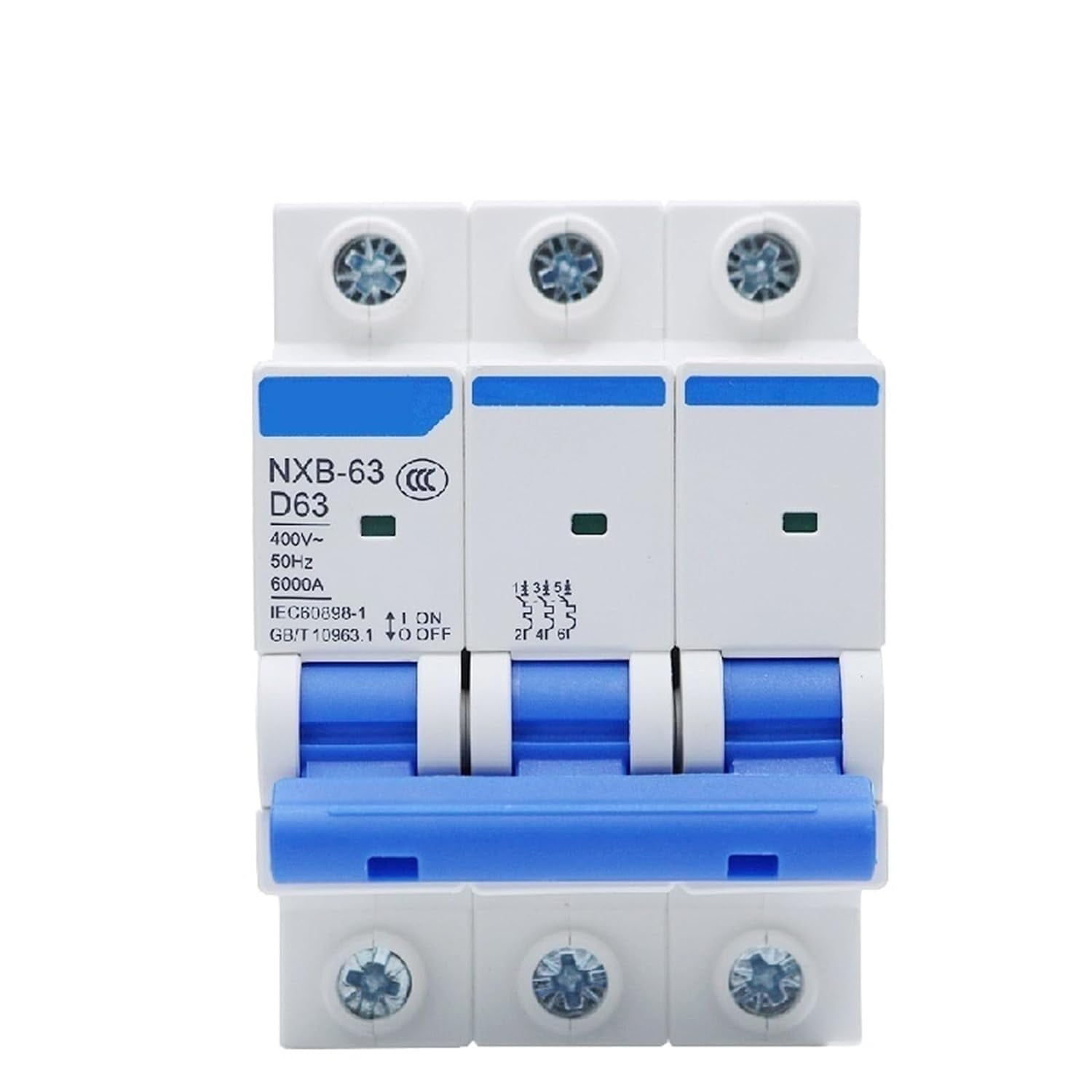 NXB-63 3P Type D Miniature MCB 6kA 380V 400 V 415V 1A 2A 3A 4A 6A 10A 16A 20A 25A 32A 40A 50A ...