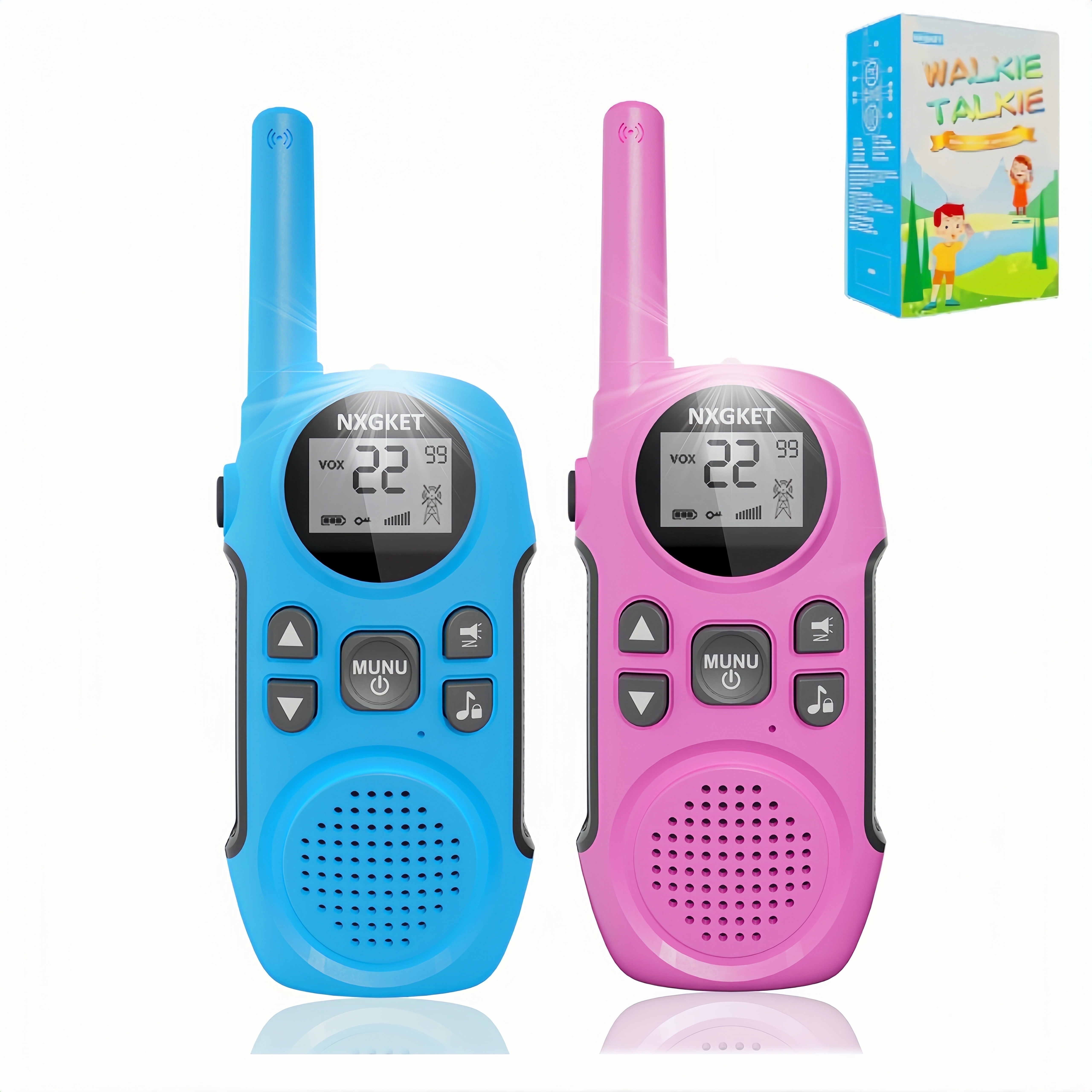 NXGKET Walkie Talkies for Kids 22 Channels 2 Way Radio Toy with Backlit ...