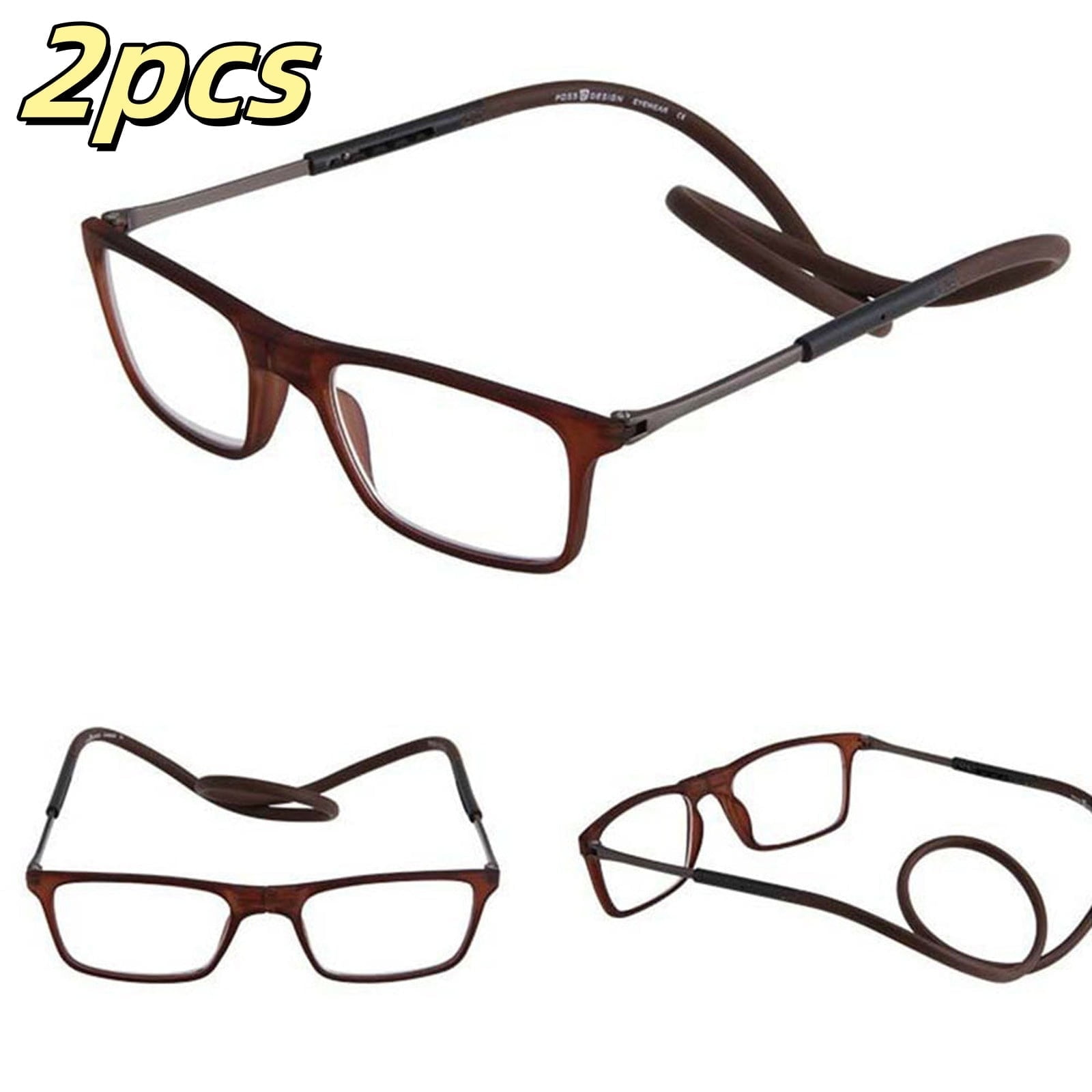 NXMY 2PCS Reading Glasses Hanging Folding Magnetic Front Click Connect ...