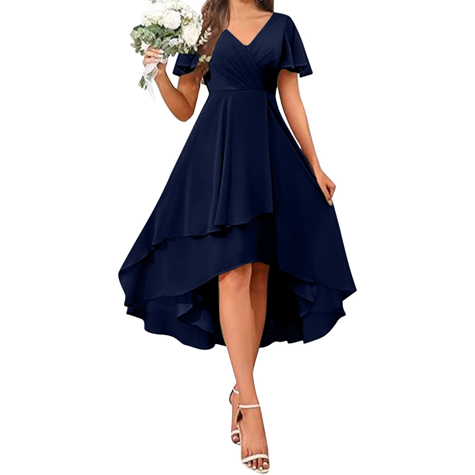 NXMZXB Women's High Low Bridesmaid Dresses for Women Loose Fit Casual ...