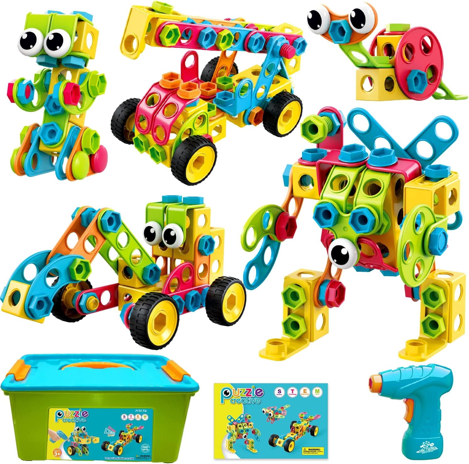 NXONE 195 PCS Educational STEM Toys for Boys and Girls Ages 3 4 5 6 7 8 ...
