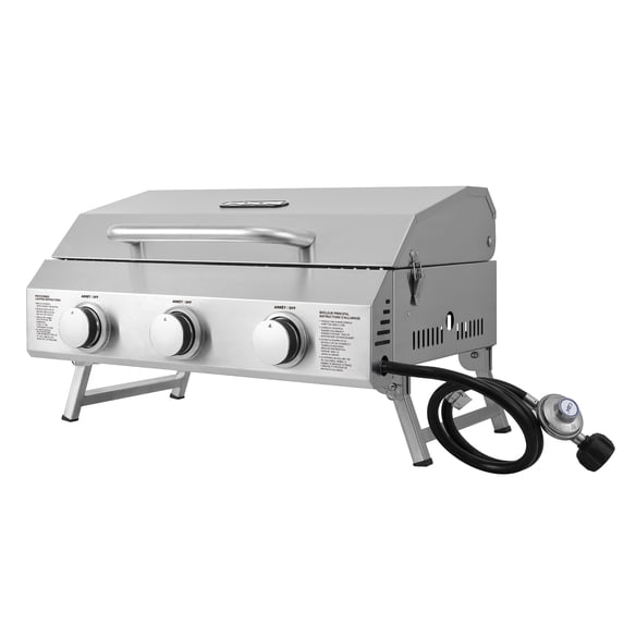 NXR Stainless Steel 3 Burner Portable Propane Gas Grill for Small ...