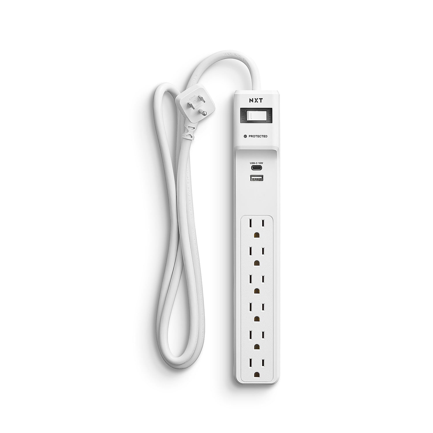 NXT Technologies 6-Outlet Plus USB Surge Protector 4' Cord 1500 Joules ...