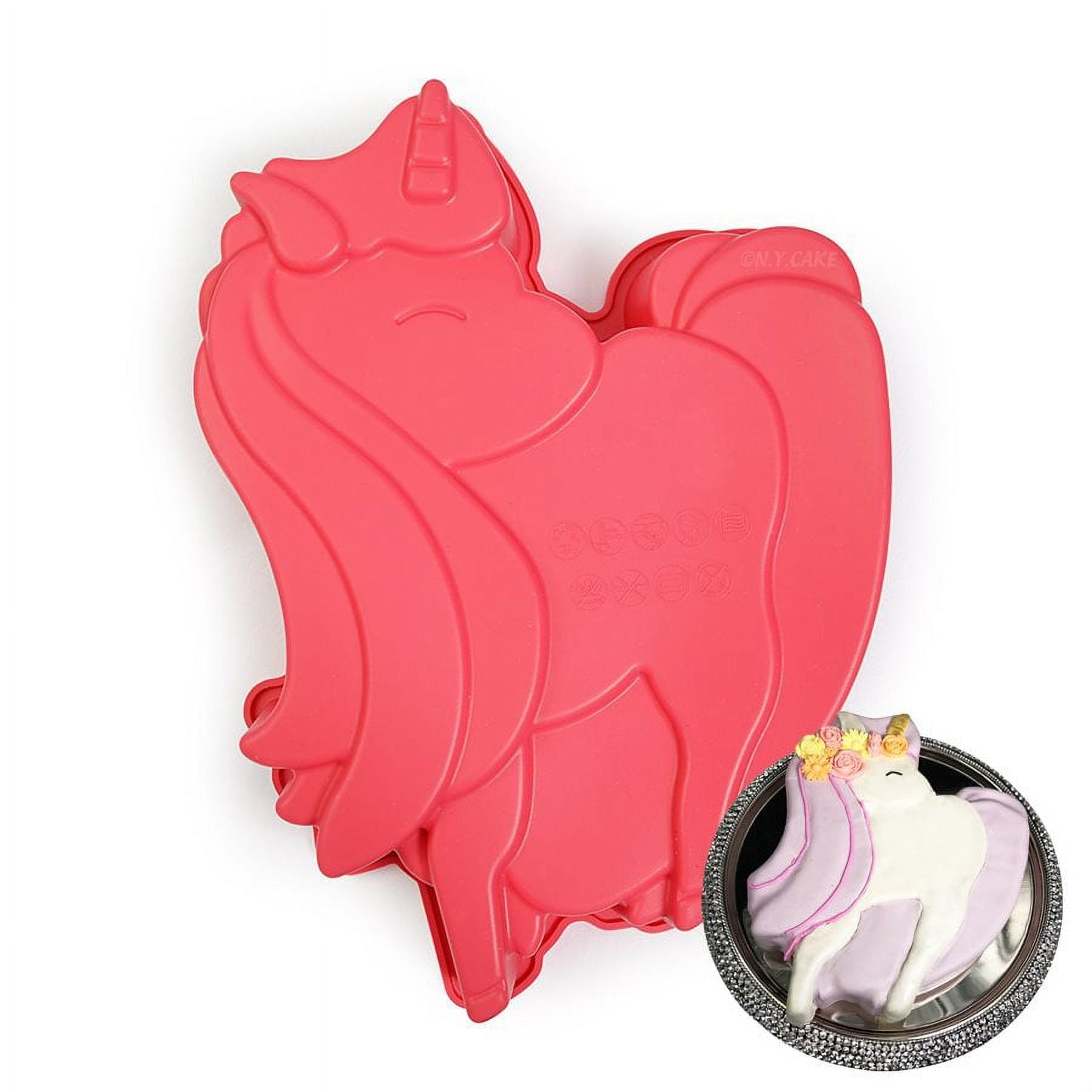 NY Cake 8” x 10 1/4” Non-stick Silicone Unicorn Cake Pan, Dishwasher ...