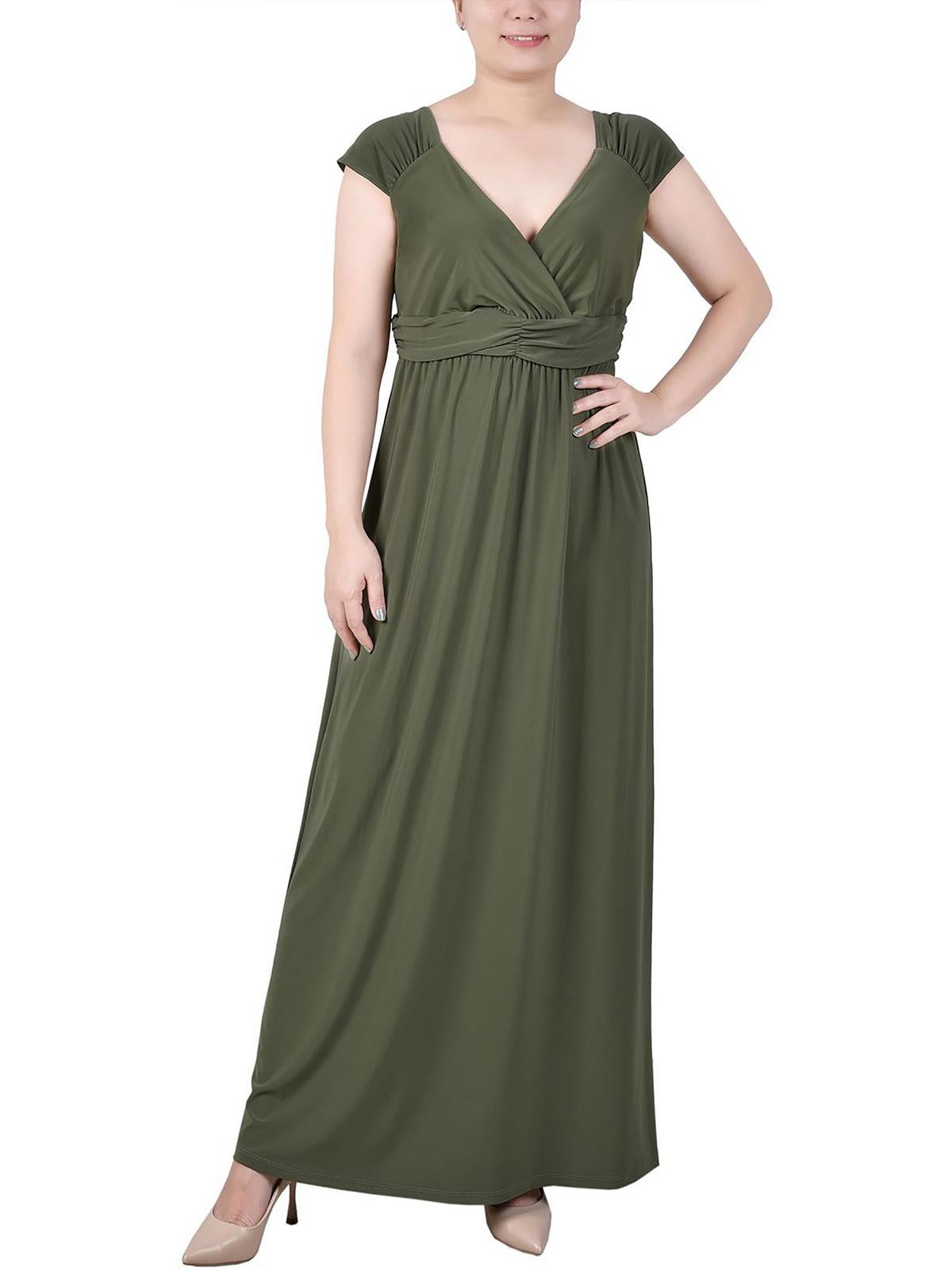 NY Collection Womens Petites Surplice Long Maxi Dress - Walmart.com
