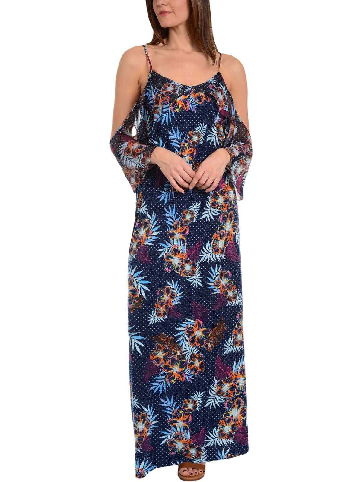 NY Collection Womens Floral Print Polka Dot Maxi Dress - Walmart.com