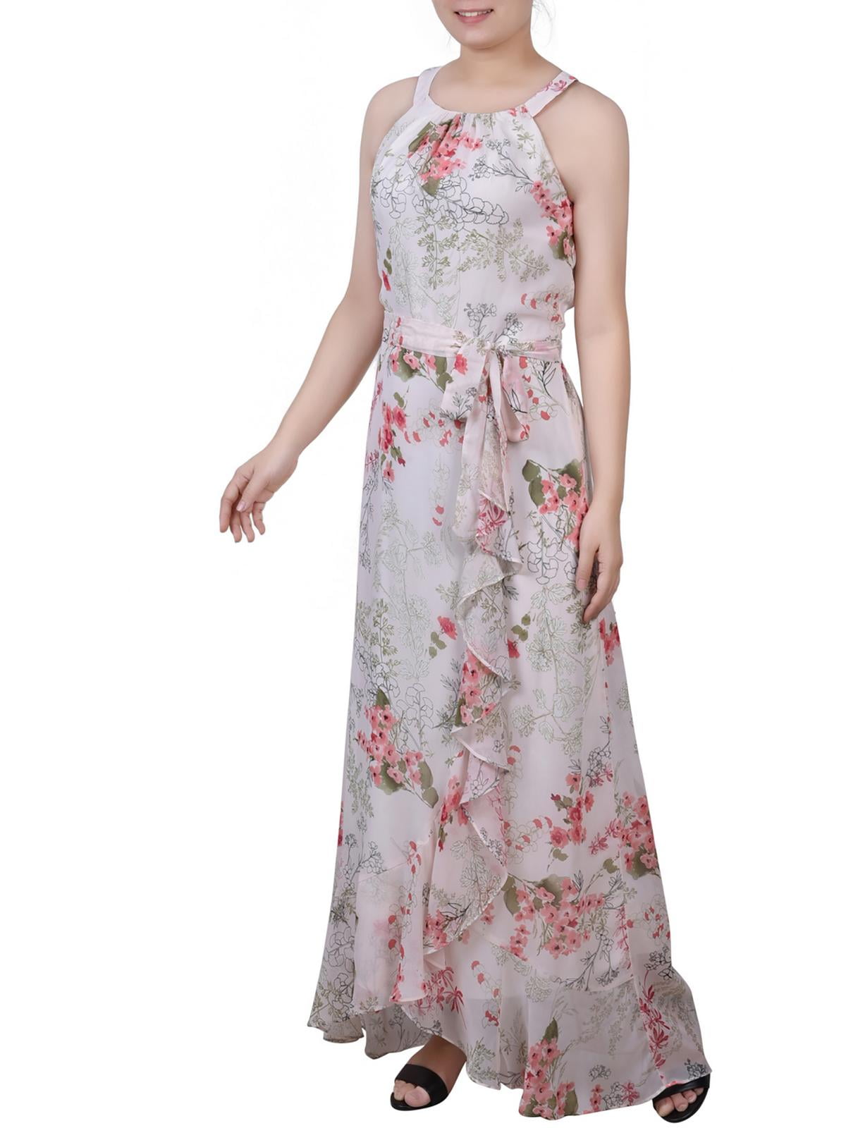 NY Collection Womens Petites Chiffon Floral Maxi Dress - Walmart.com