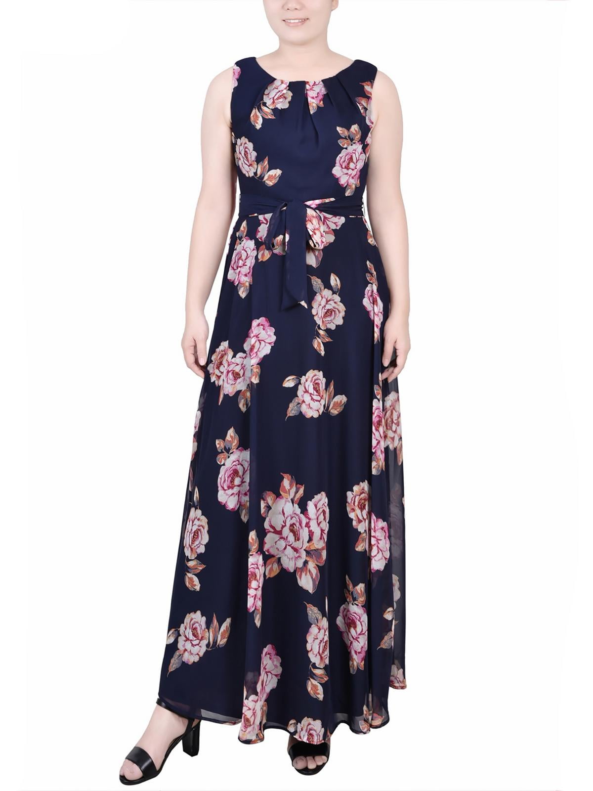 NY Collection Womens Petites Chiffon Printed Maxi Dress - Walmart.com