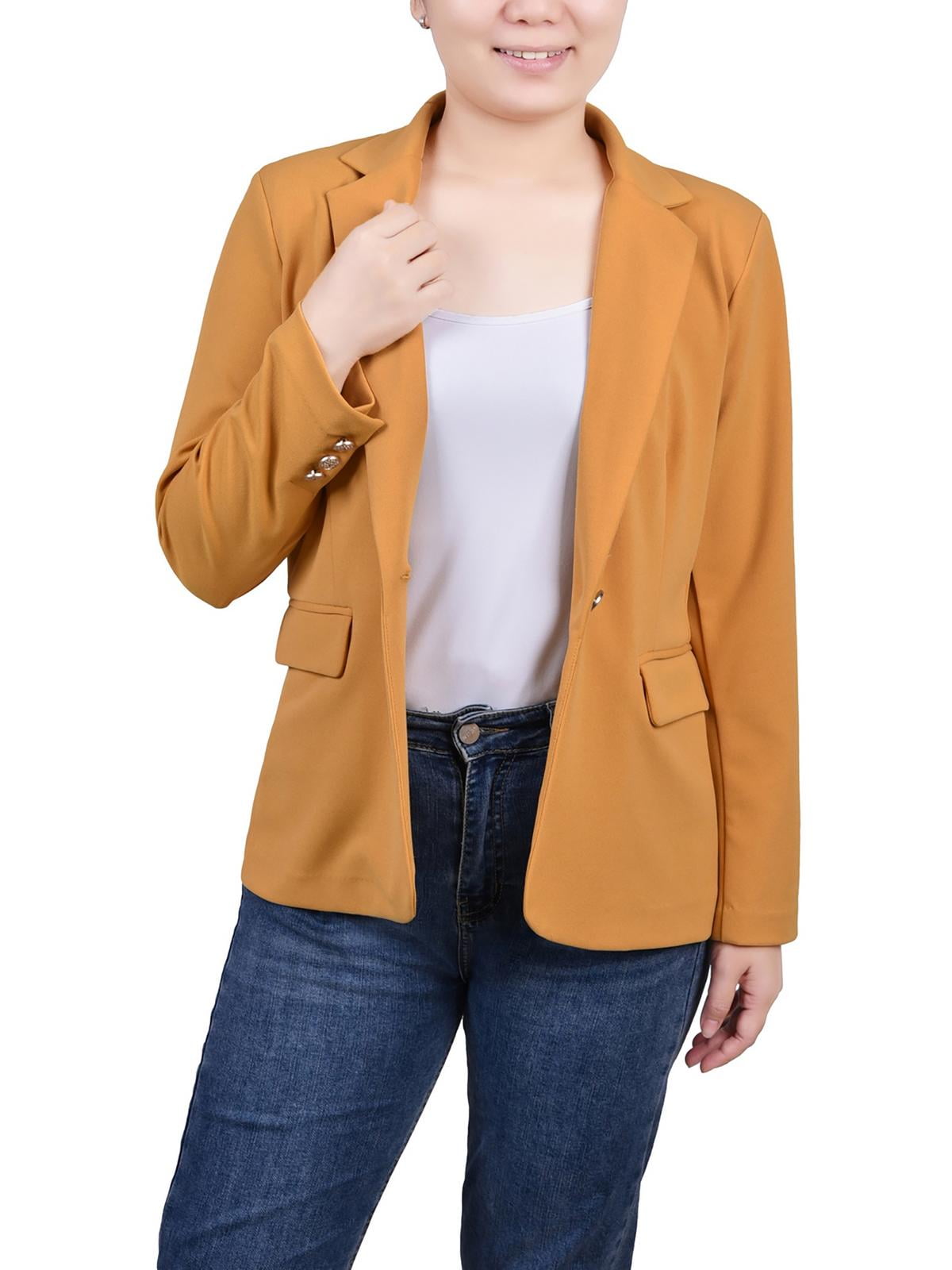 NY Collection Womens Petites Collar One-Button Blazer - Walmart.com