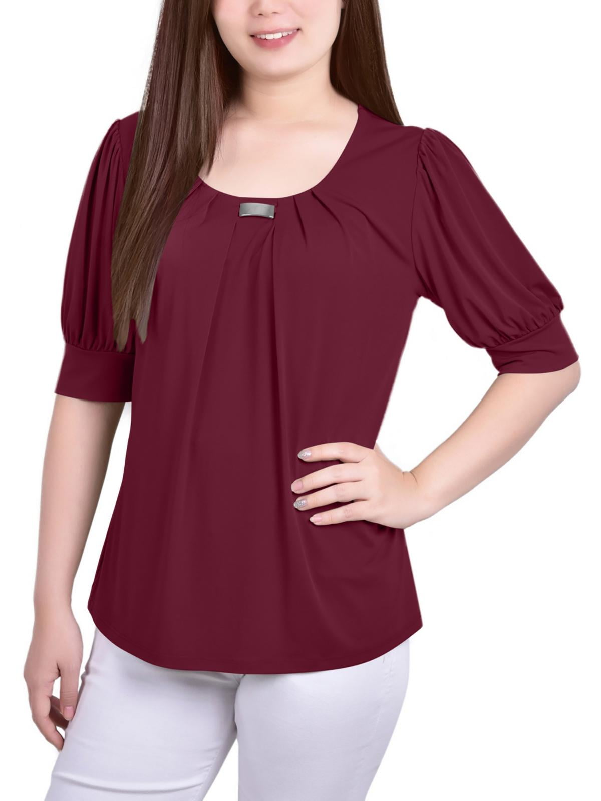 NY Collection Womens Petites Office Professional Blouse - Walmart.com