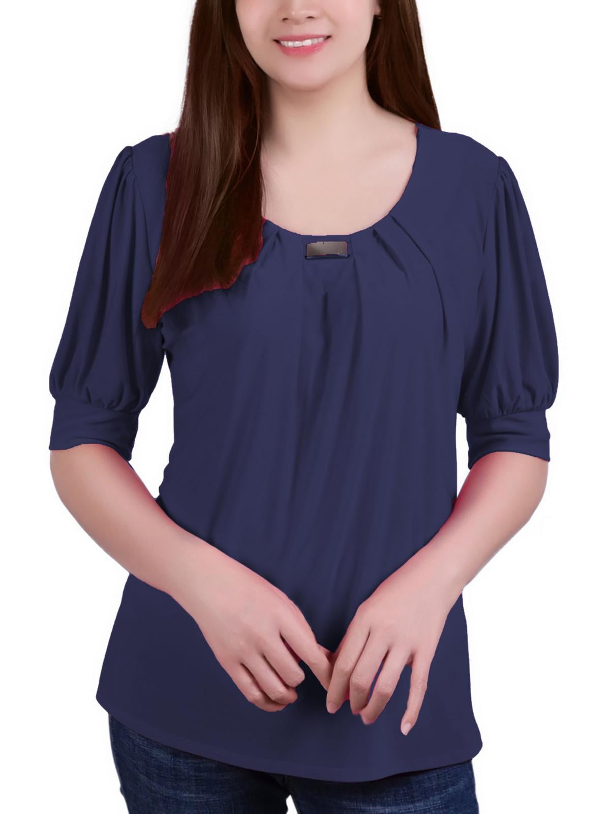 NY Collection Womens Petites Office Professional Blouse - Walmart.com